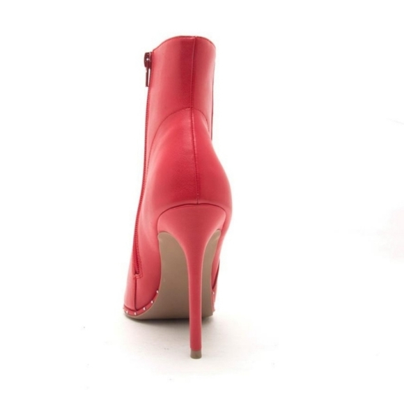 Shoes | Red Platform Studded Bootie | Poshmark